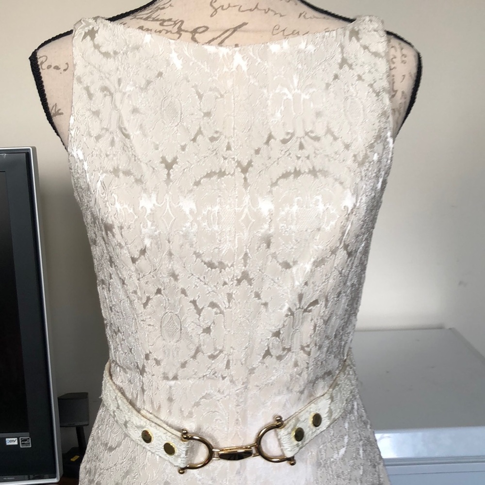 Cache Luxe Embroidered Ivory Sheath Dress - Gem